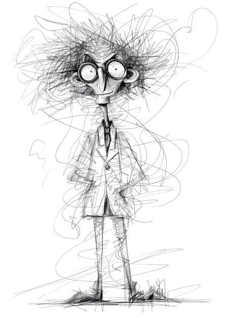A Playfully Drawn Character With Disheveled Hair And Chaotic Scribbles