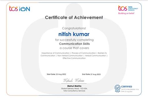 Nitish Kumar On Linkedin 🎓 Excited To Share That I Have Successfully Completed The Communication…