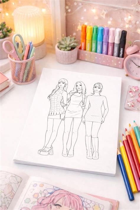 Katseye Coloring Pages K Pop Inspired Fan Art Digital Download Etsy