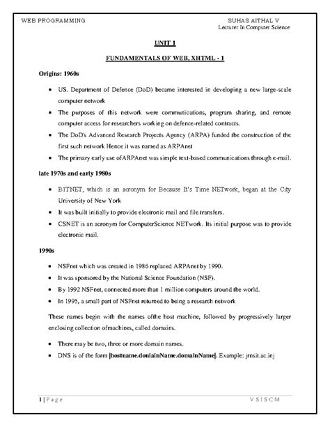 Cs101 Web Programming Lecture Notes Html And Xhtml Fundamentals Studocu