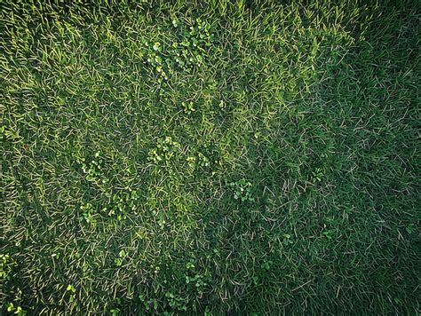 A Field Of Grass With A Green Background With A Tiny Yellow Flower In