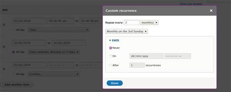 Recurring Date Field Modular Widgets