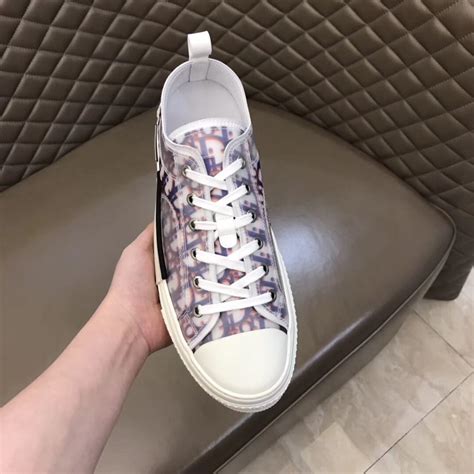 Replica Dior Mens B23 Low Top Sneakers In Red And Blue Oblique Canvas