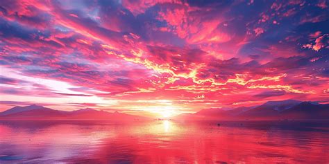 Majestic Sunset Over Ocean With Clouds Background Sunset Ocean View