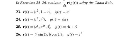 solved in exercises 23 26 evaluate d dt r g f using the