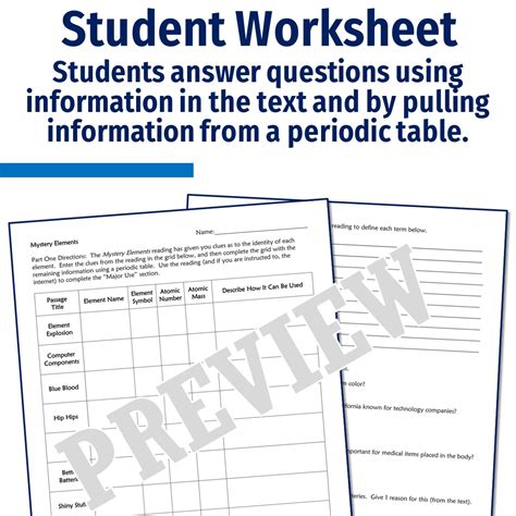 Elements Activity Mystery Elements Article And Worksheet Flying