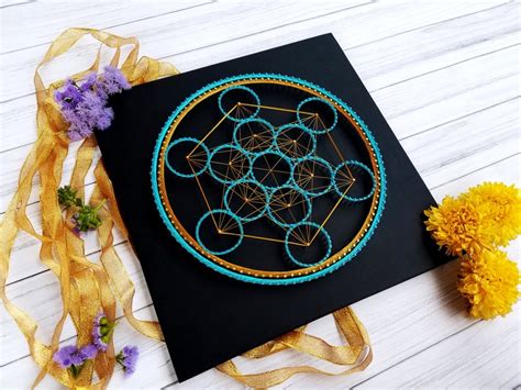 String Art Metatrons Cube Sacred Geometry Hexagon Etsy