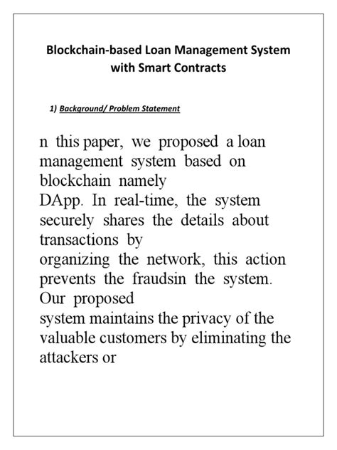 Blockchain Based Loan Management System With Smart Contracts Pdf Personal Computers