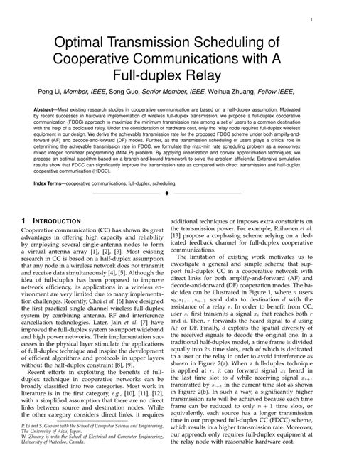 Pdf Optimal Transmission Scheduling Of Cooperative Communications With A Full Duplex Relay