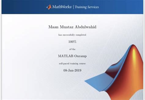 Maan Muataz Abdulwahid On Linkedin Matlab Certificate For Course Completion