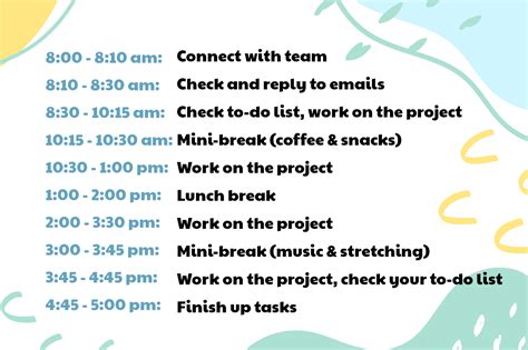 Daily Work Schedule Tasks Changeable Productivity Template Square Signs