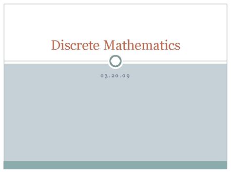 Discrete Mathematics 03 20 09 Review Division Algorithm
