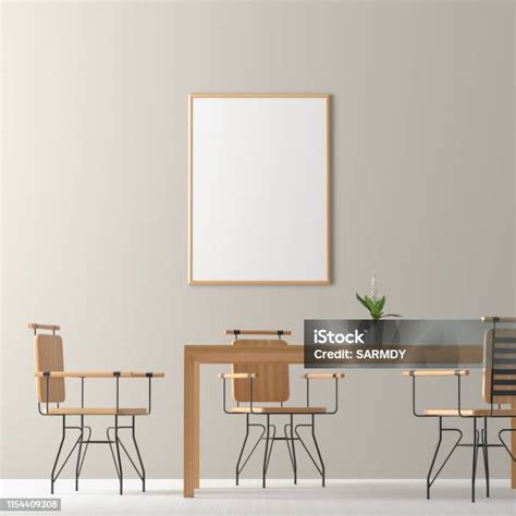 나무의 자와 테이블이 있는 넓고 현대적인 식당입니다 미니멀리스트 다 이닝 룸 디자인 3d 그림입니다 0명에 대한 스톡 사진 및 기타 이미지 Istock