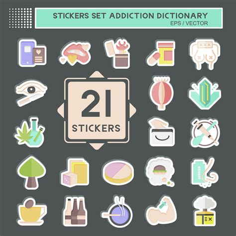 Sticker Set Addiction Dictionary Related To Addiction Symbol Simple