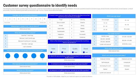 Target Market Grouping Customer Survey Questionnaire To Identify Needs