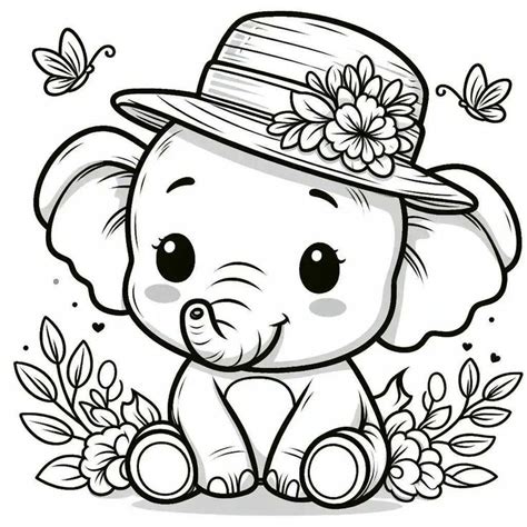 코끼리 색칠공부 도안 이미지 13 코끼리 컬러링 페이지 크리스마스 카드