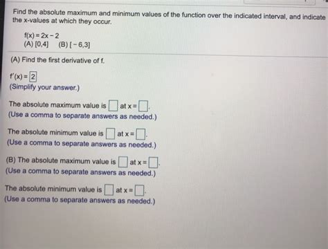 Solved Find The Absolute Maximum And Minimum Values Of The Chegg