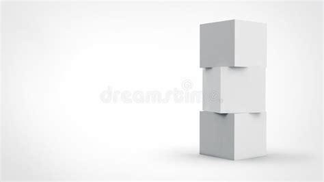 3d Cube Box Render On Isolated Background For Product Package Design Mockup And Template Stock