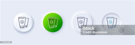 자외선 차단제 라인 아이콘입니다 선크림 사인입니다 선 아이콘 벡터 3차원 형태에 대한 스톡 벡터 아트 및 기타 이미지 3차원