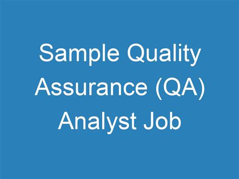 Sample Quality Assurance QA Analyst Job Description ResumeExtra Sample Quality Assurance QA Analyst Job Description ResumeExtra