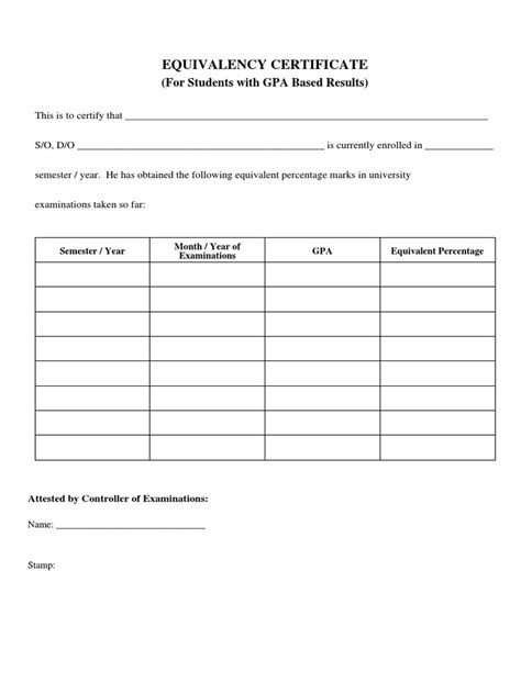 Equivalency Certificate Pdf Pdf