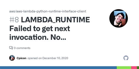 LAMBDA RUNTIME Failed To Get Next Invocation No Response From Endpoint