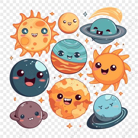 귀여운 태양계 벡터상표클립 아트만화 Png 일러스트 무료 다운로드 Lovepik