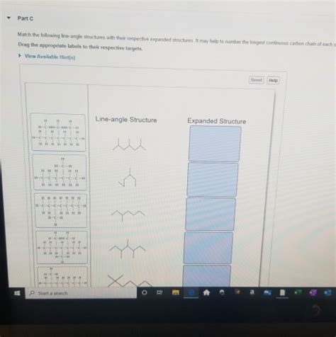 Solved Part Match The Following Line Angle Structures With