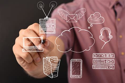 Man 손 그리기 클라우드 컴퓨팅 다이어그램 컴퓨터 서비스의 다양한 영역의 개념 1에 대한 스톡 사진 및 기타 이미지 1 개념 개체 그룹 Istock