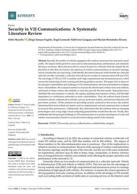 Pdf Security In V2i Communications A Systematic Literature Review