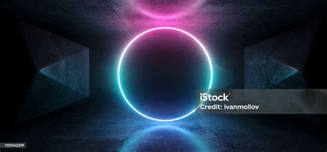 네온 빛나는 환각 역동적 인 우주 자외선 형광 호화 스러운 빛나는 공상 과학 Fi 미래 지향적 인 원형 조명 보라색 블루 그런