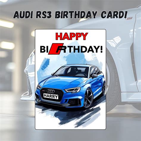 Personalised Registration Plate Sports Car Birthday Card Audi Rs3