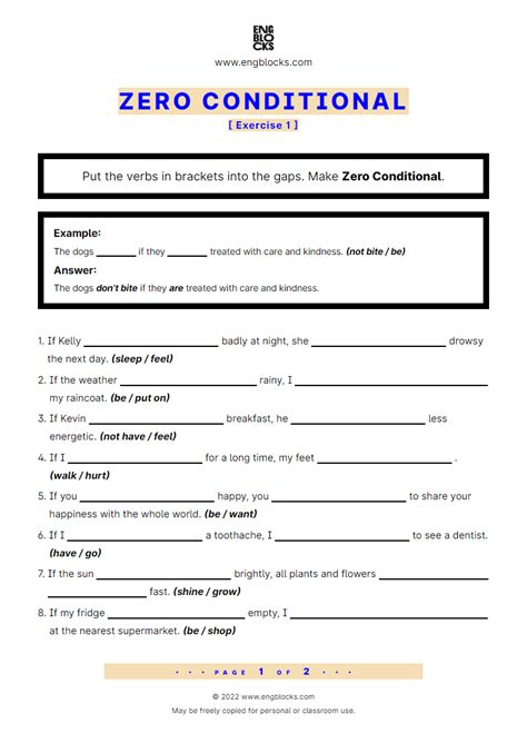 Zero Conditional — Exercise 1 Esl Worksheets