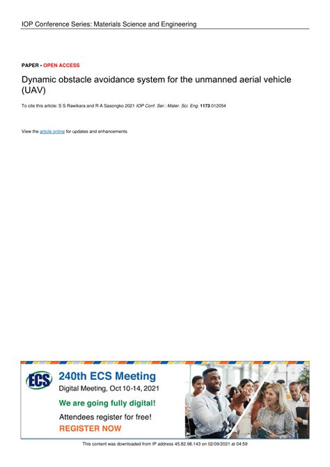Pdf Dynamic Obstacle Avoidance System For The Unmanned Aerial Vehicle Uav