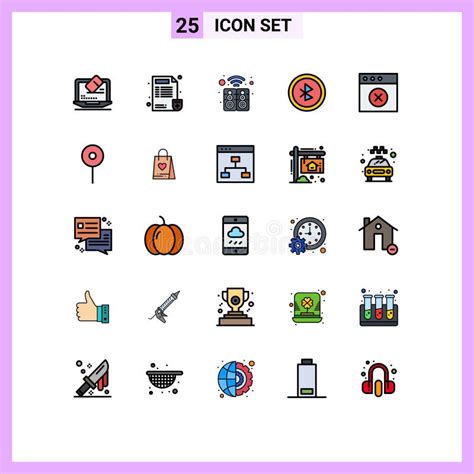 Mobile Interface Filled Line Flat Color Set Of 25 Pictograms Of Delete User Interface