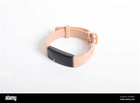 Wireless Smart Watch Isolated On White Background Pink Smartwatch Rectangle Shape Design