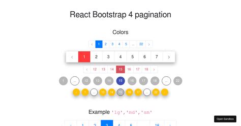 React Bootstrap 4 Pagination Forked Codesandbox