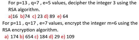 Solved For P13q7e5 Values Decipher The Integer 3 Using