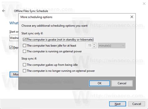Change Offline Files Sync Schedule In Windows 10