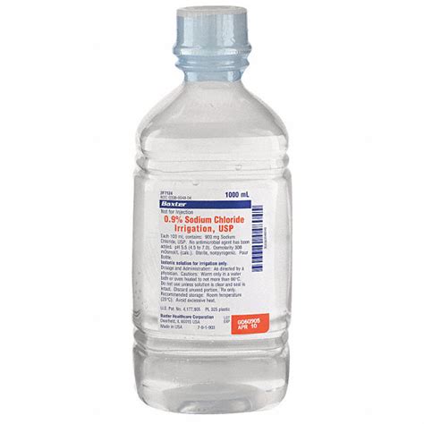 Baxter Saline 1000ml Bottle 3pwk4bsci050124 Grainger