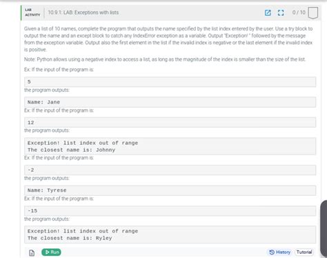 Solved 1091 Lab Exceptions With Listsgiven A List Of 10