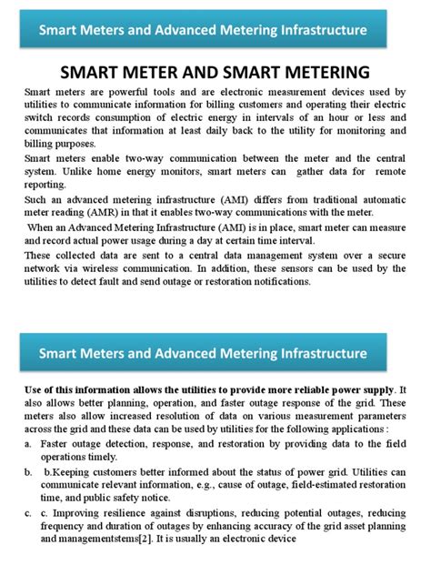 Smart Meters And Advanced Metering Infrastructure Pdf Electrical Grid Smart Grid