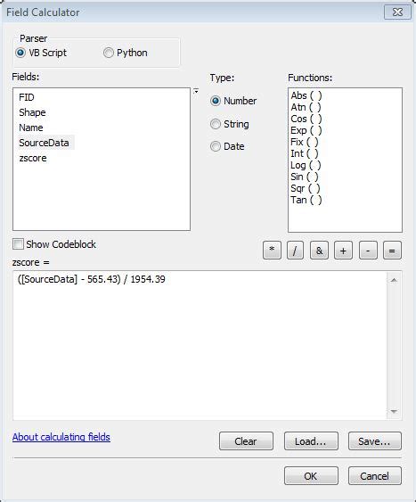 deriving z score values for given field using arcgis for desktop