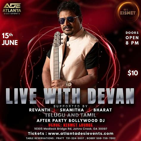 Live With Devan Ekambaram Kismet Lounge Johns Creek 15 June To 16