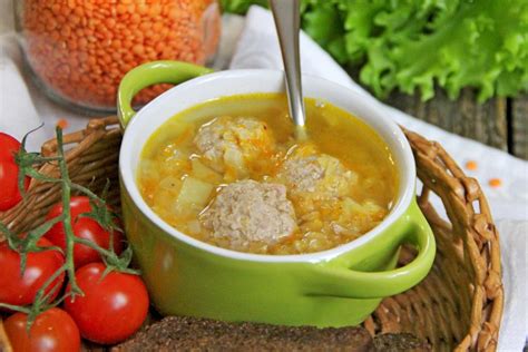 Суп с красной чечевицей и фрикадельками 11 фото в рецепте