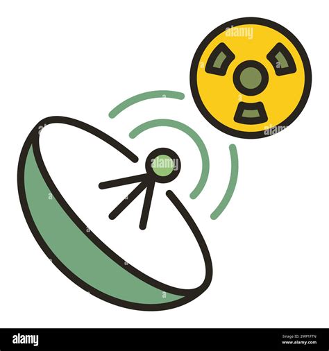 Parabolic Antenna And Radiation Vector Satellite Dish Concept Colored