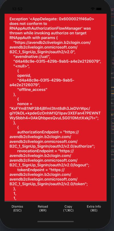 Exception Does Not Conform To Rnappauthauthorizationflowmanager Was Thrown While Invoking