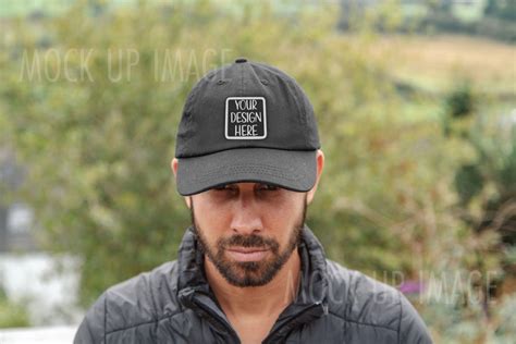 Black Dad Hat Mockup Twill Hat Mockup Printful Black Cap Male Etsy