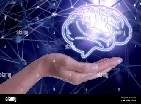 Memory Woman Holding Illustration Of Brain Against Neural Network