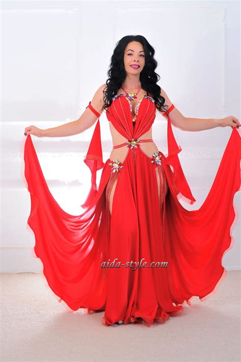 Red Dress For Belly Dancing Aida Style
